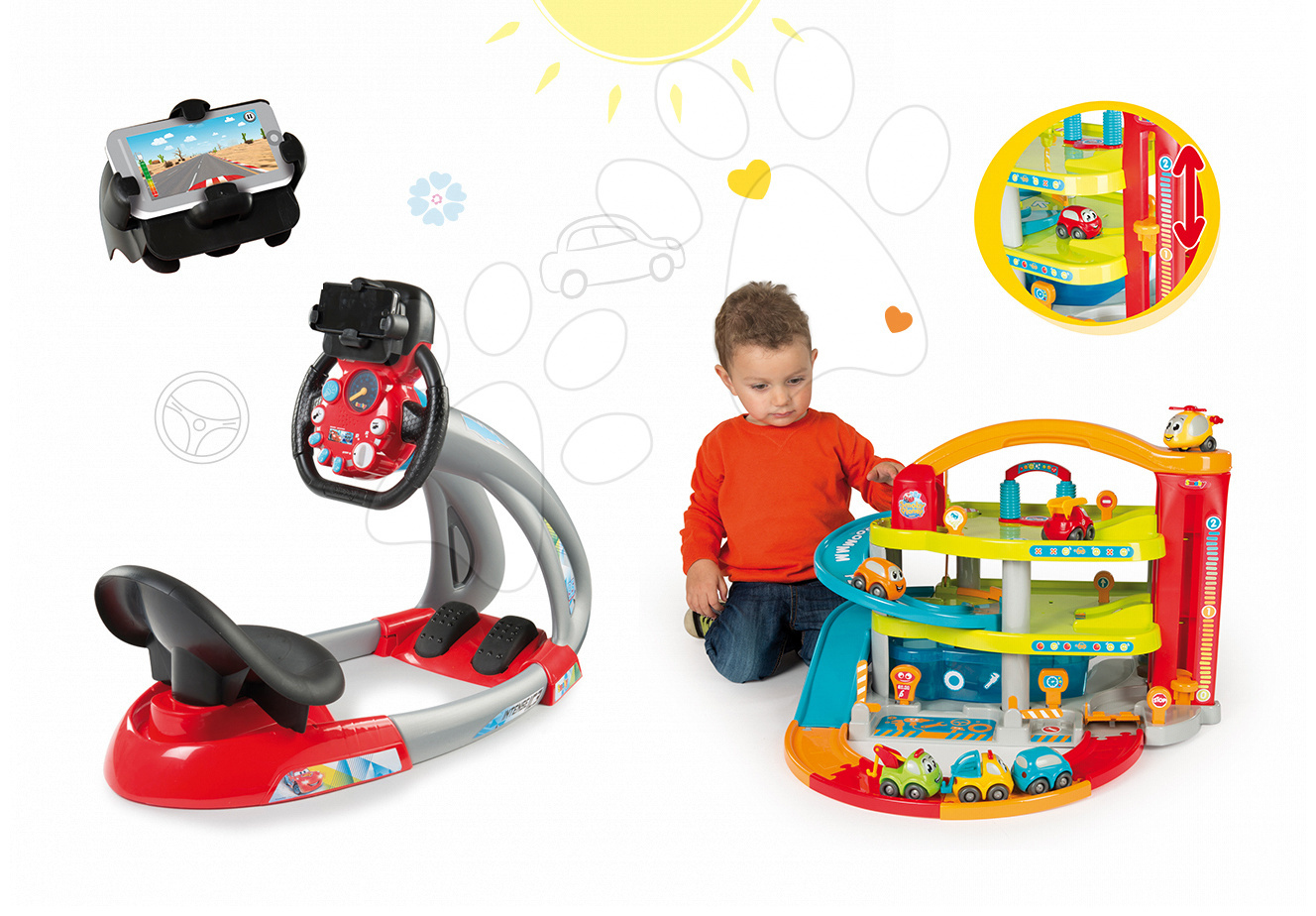 Simulator de copii şi garaj Smoby Vroom