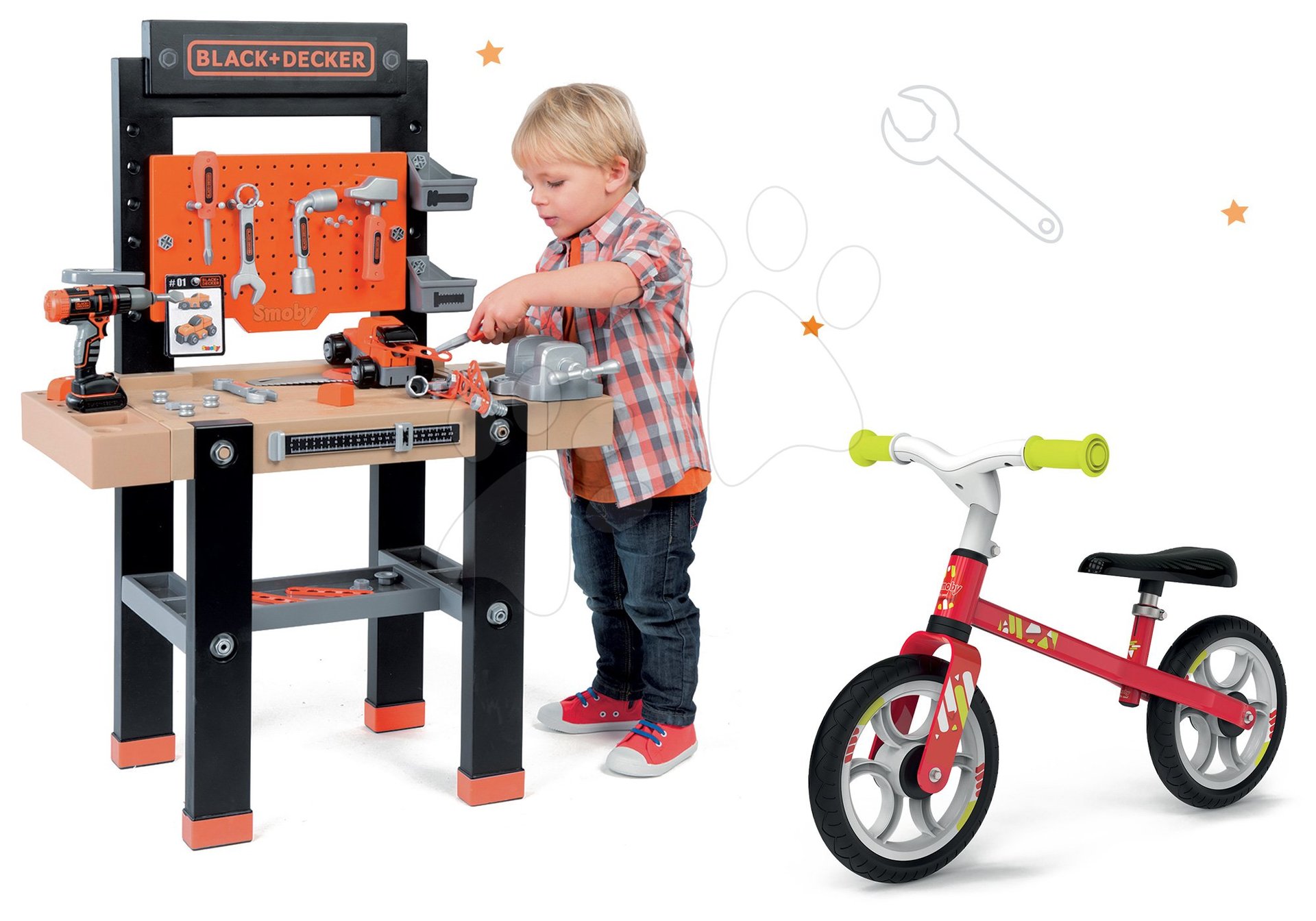 Atelier pour enfants avec perceuse et tricycle Smoby